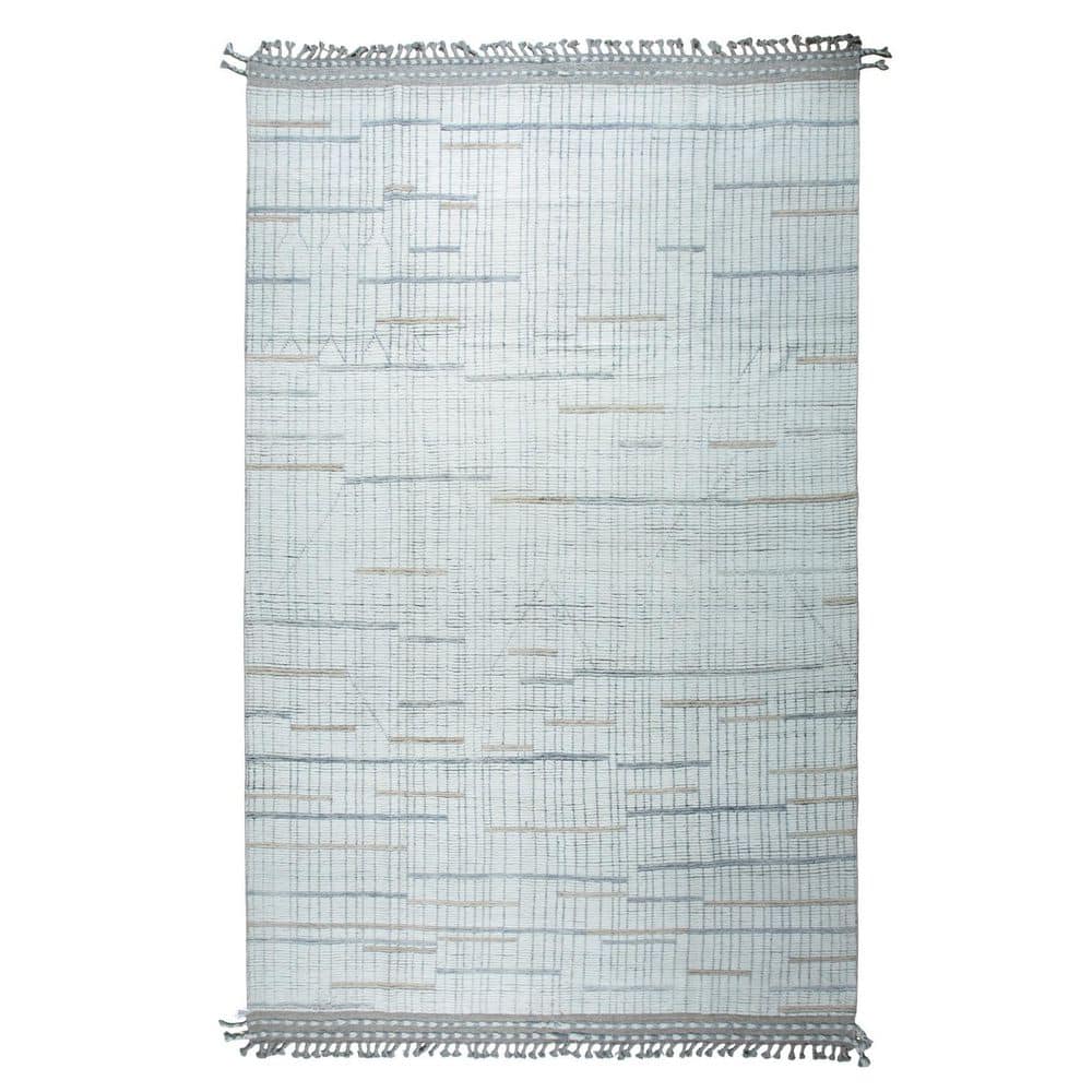 EORC Ivory 8 ft. x 13 ft. Contemporary Marrakech Hand-Knotted Wool Rug ...