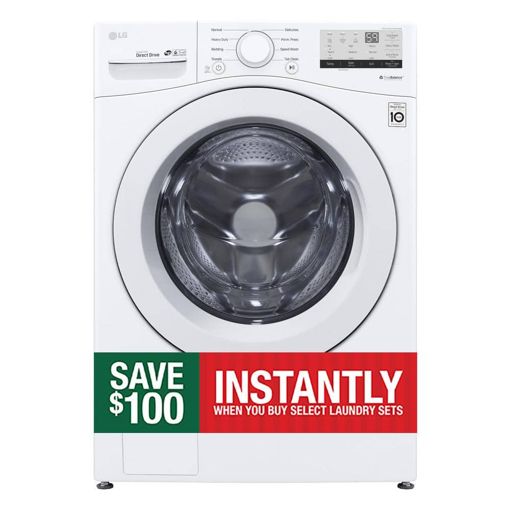 LG 4.5 Cu. Ft. Stackable Front Load Washer in White with Coldwash ...