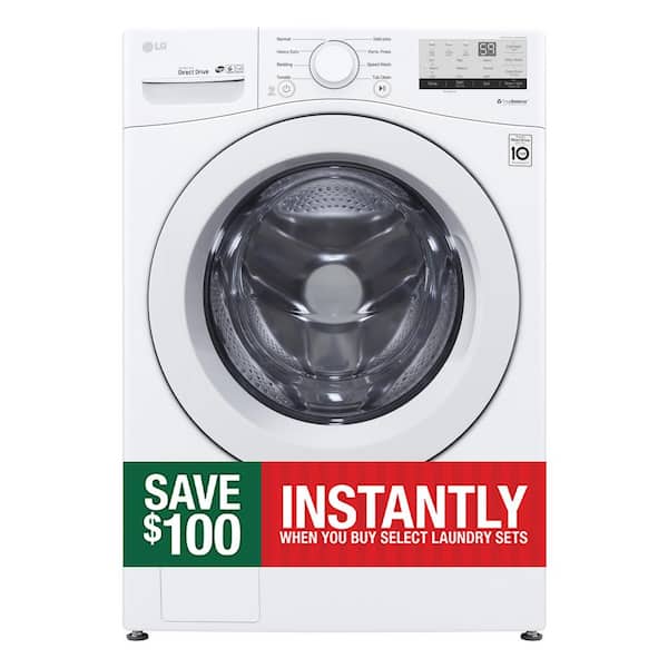 LG 4.5 Cu. Ft. Stackable Front Load Washer in White with Coldwash ...