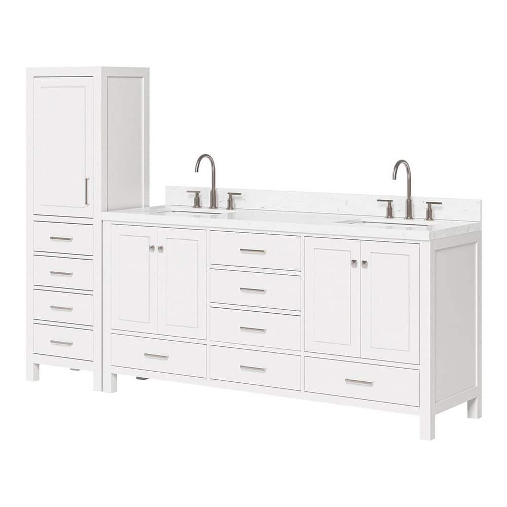 Reviews for ARIEL Cambridge 72 in. Double Sink Bath Vanity with Carrara ...