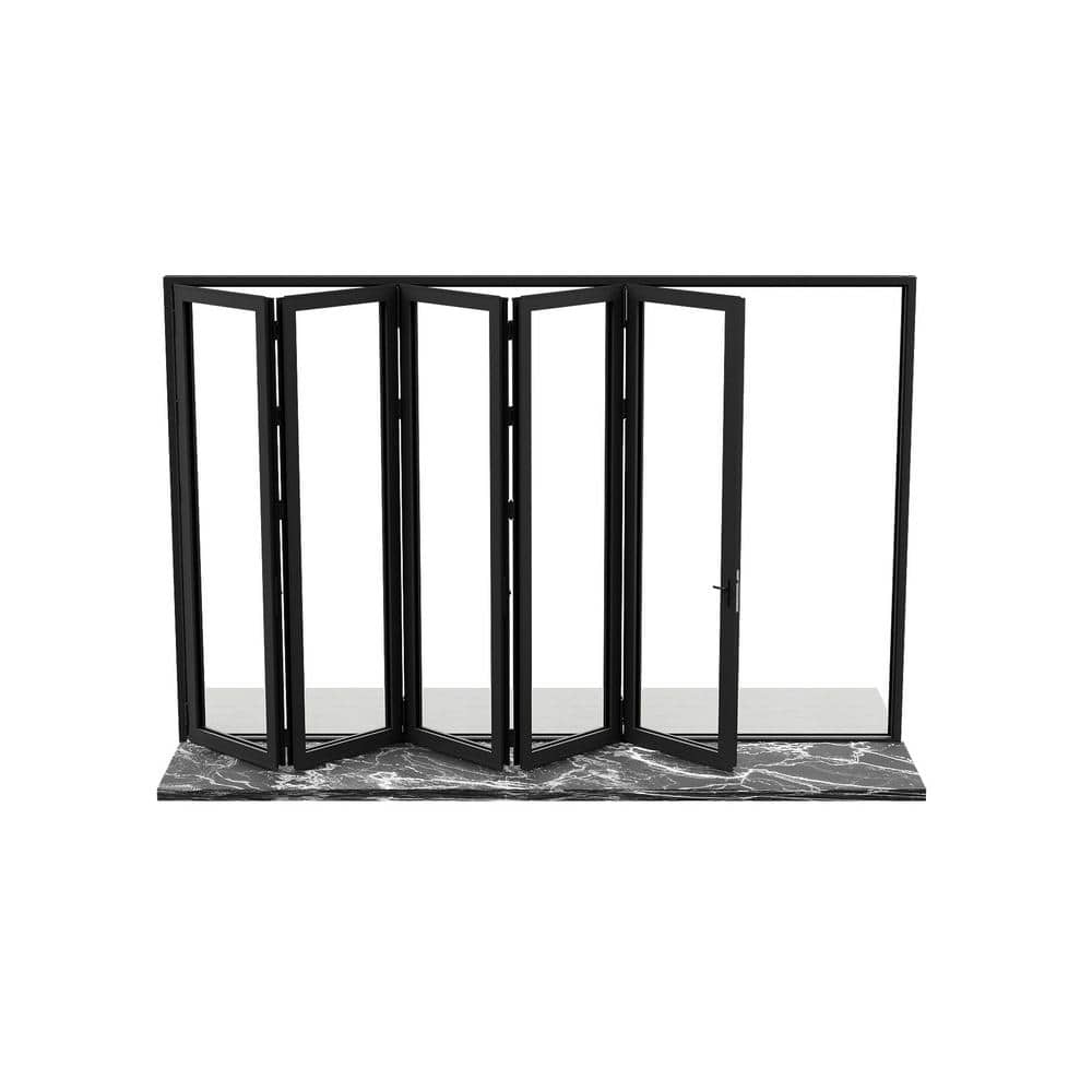 ERIS 168 in. x 80 in. Right Swing/Outswing Black Aluminum Folding Patio ...