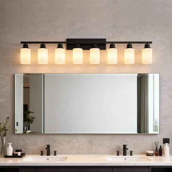 Reviews for LINJO 65 in. 10-Light Black Rustic Farmhouse Bathroom ...