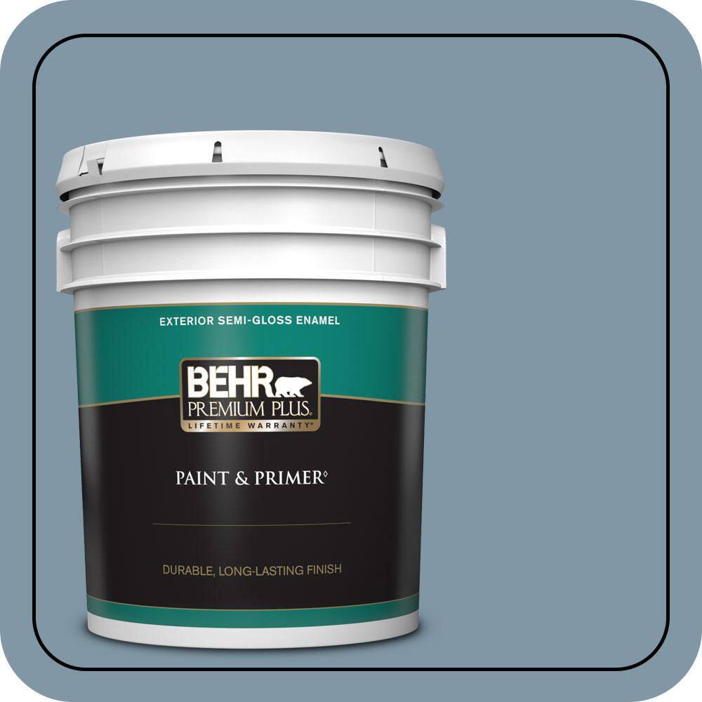 BEHR PREMIUM PLUS 5 gal. #560F-5 Bleached Denim Semi-Gloss Enamel ...