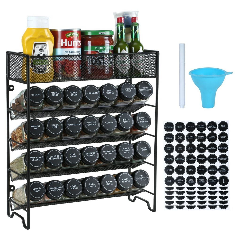 Wudkey 4.7 in. D x 13 in. W x 15 in. H Spice Rack Organizer with 28 ...