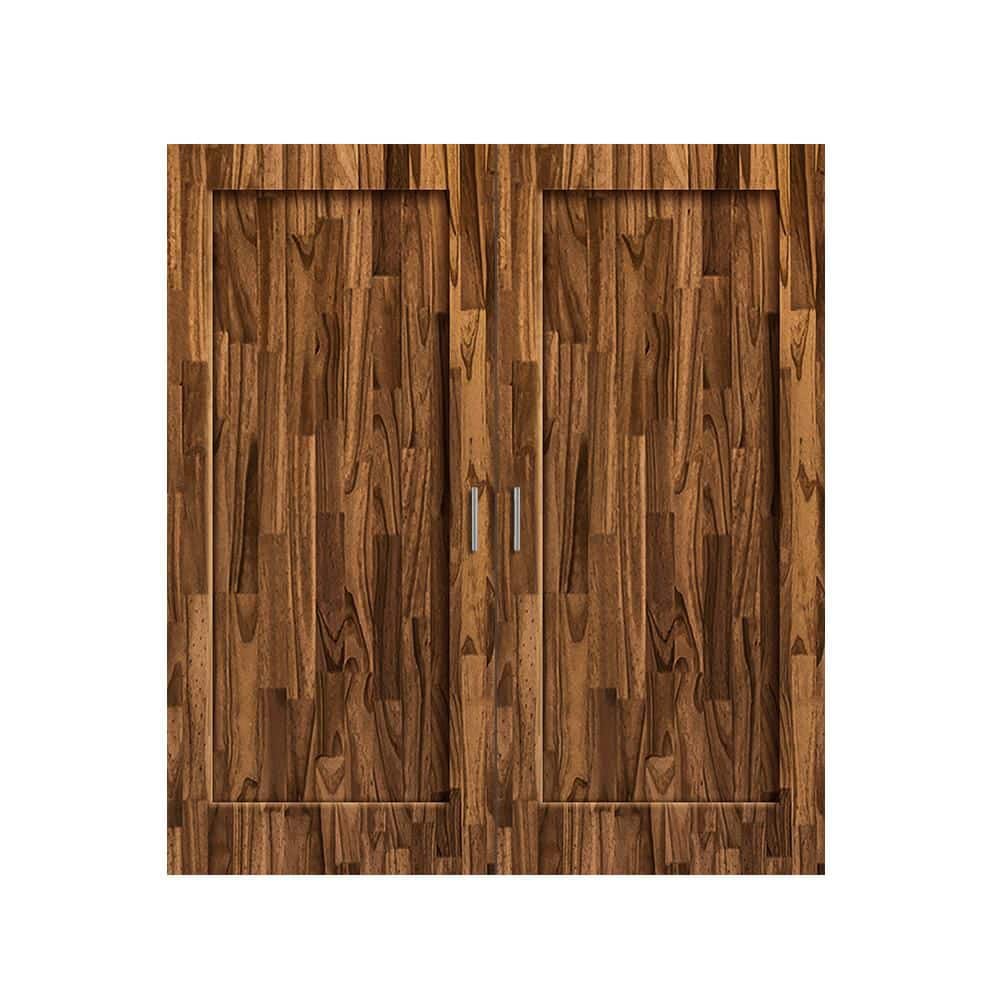 CALHOME 60 in. x 80 in. 1-Panel Hollow Core Walnut Finger Joint Wood ...