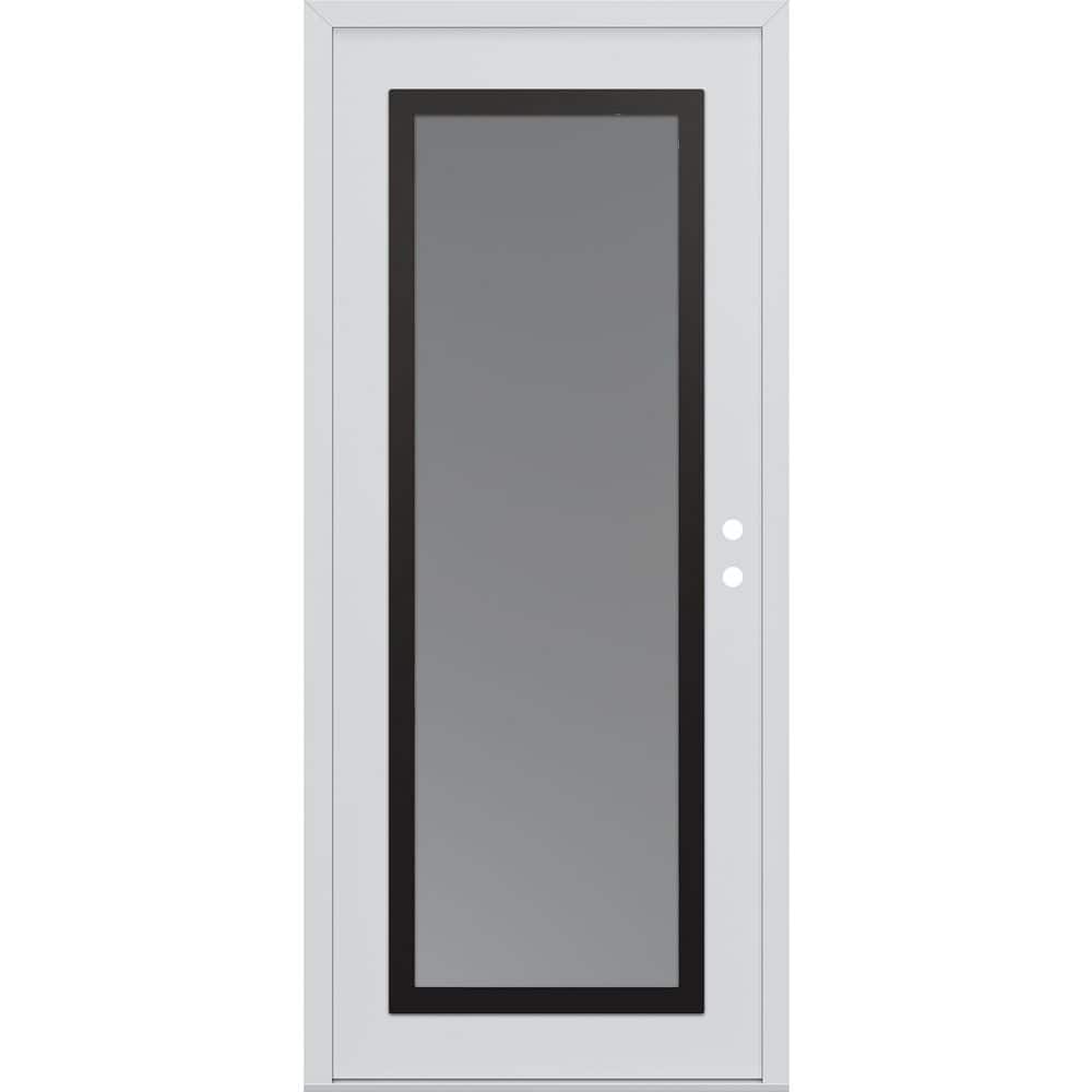 Tessari Doors C1 36 in. x 80 in. Black P Left-Hand/Inswing Frosted ...