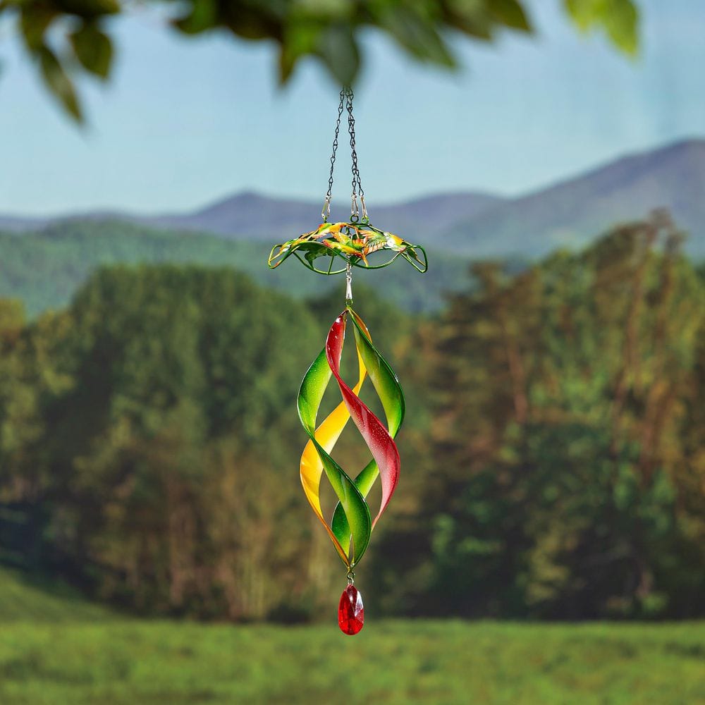 Evergreen 31 in. H Red and Green Metal Floral Wind Spinner 47M5873 ...