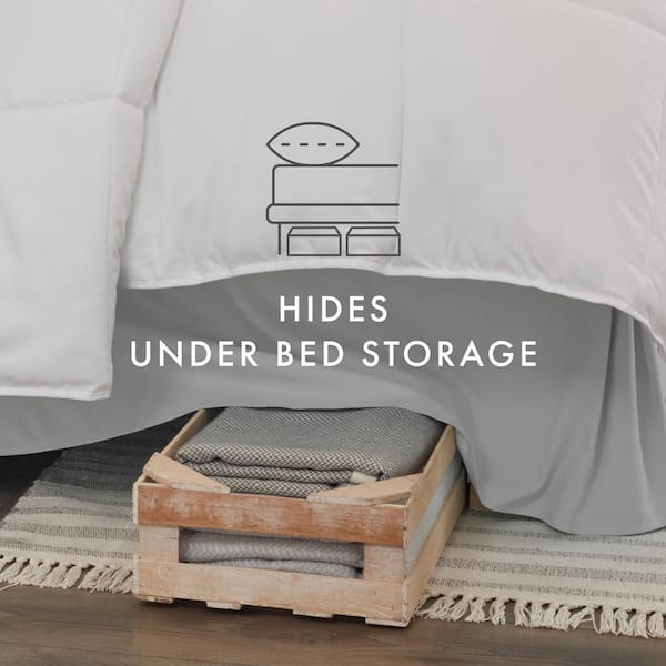 Becky Cameron 14 in. Light Gray Solid Queen Bed Skirt IEH BDSK QU LG