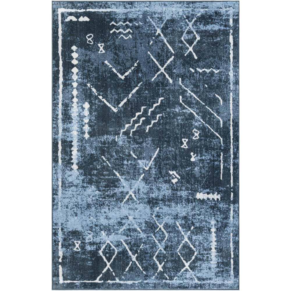 Unique Loom Kamala Washable Tribal Navy Blue 5 ft. 3 in. x 8 ft. Area ...