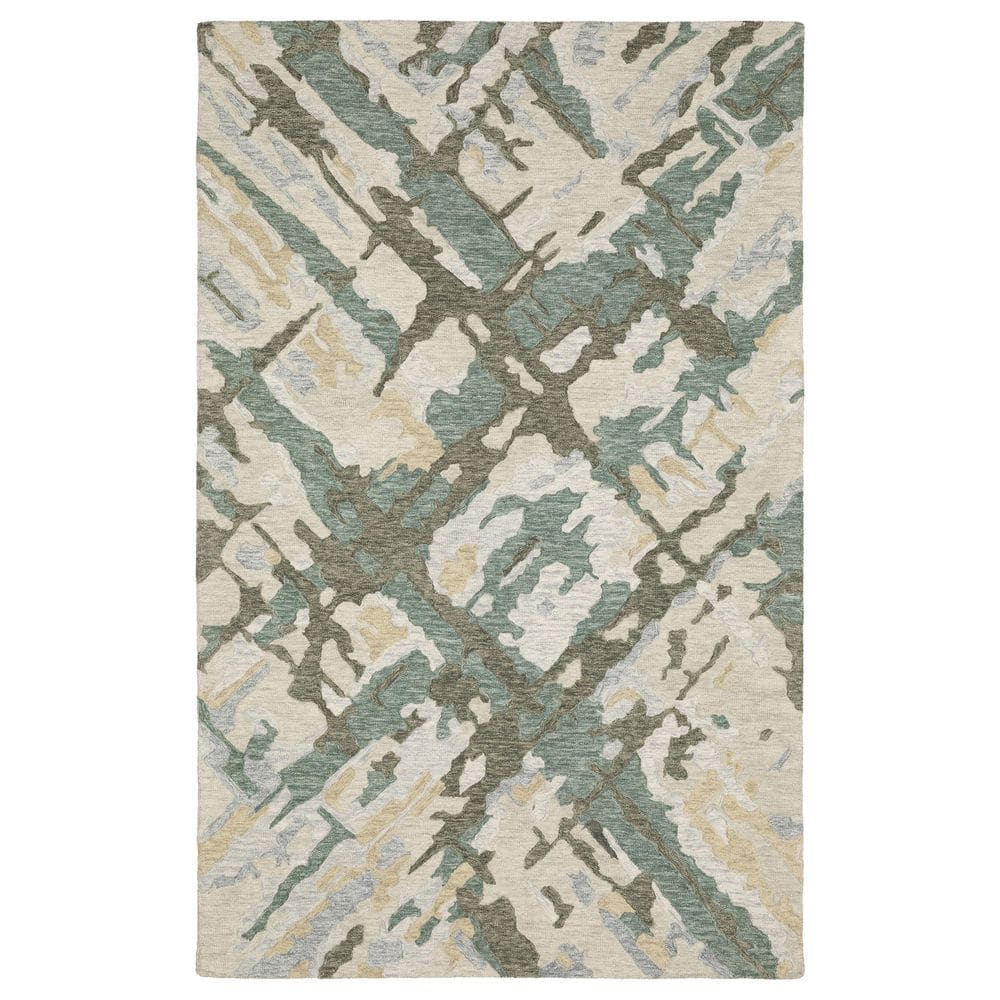 AVERLEY HOME Keenan Gray/Teal 5 ft. x 8 ft. Abstract Contemporary ...