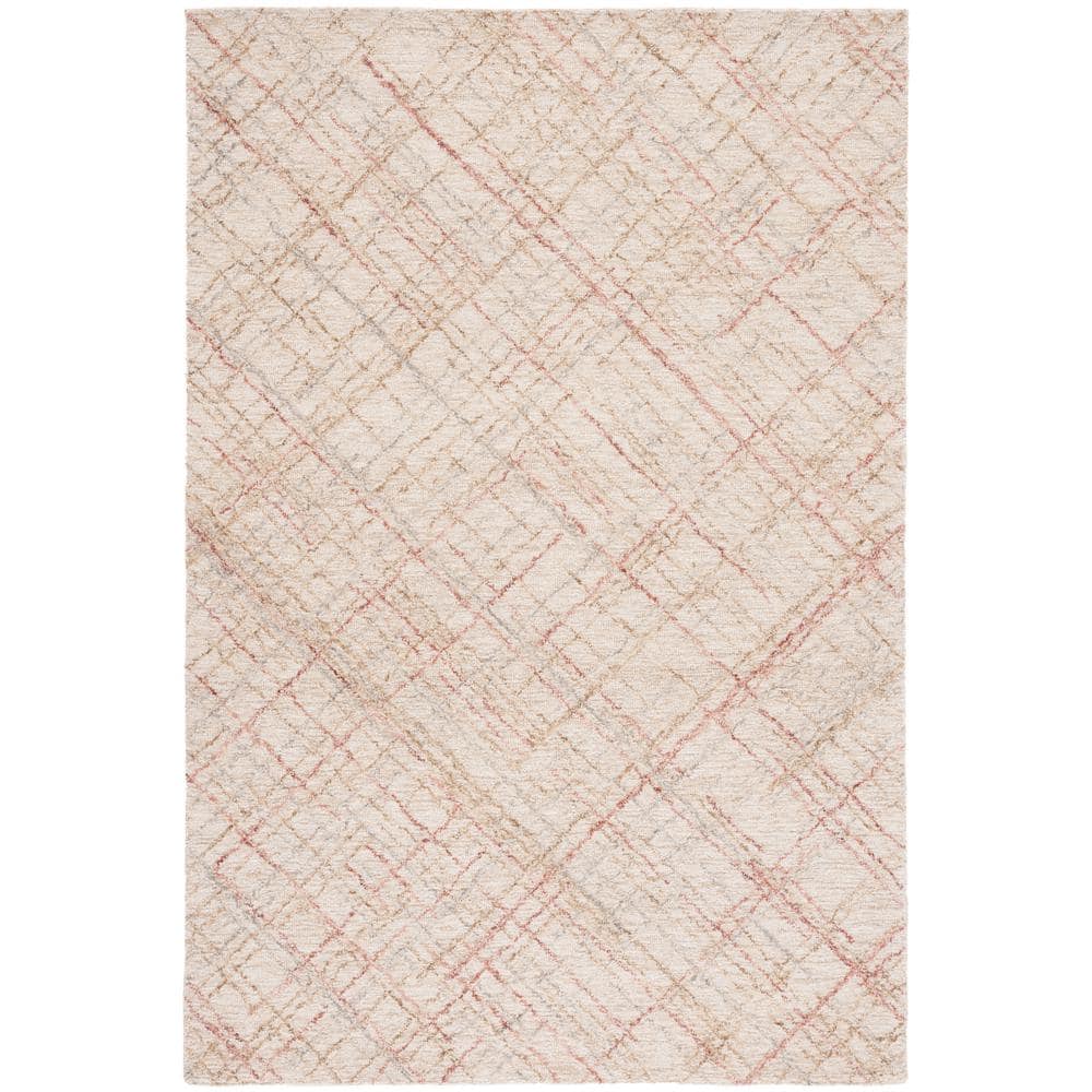 SAFAVIEH Micro-Loop Ivory/Red 4 ft. x 6 ft. Abstract Plaid Area Rug ...