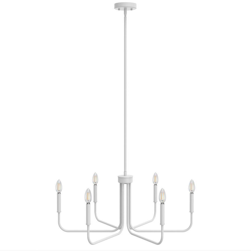 Emeritpro 28.2 in. Modern 6-Light White Chandelier E12 Straight Arm ...