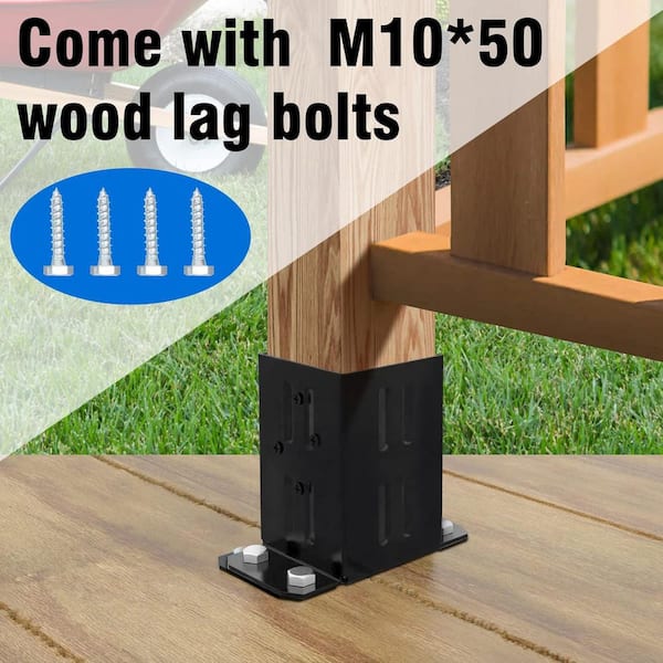 4x6 Post Base Brackets (4 Pack) - Black Powder Coated Deck & Fence ...