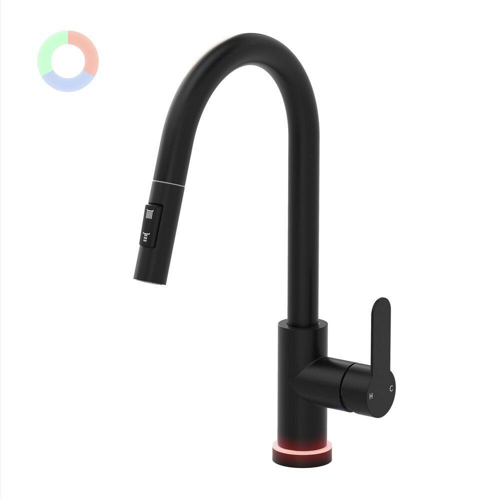 EVERSTEIN Single-Handle Pull Down Kitchen Faucet with FastMount and LED ...