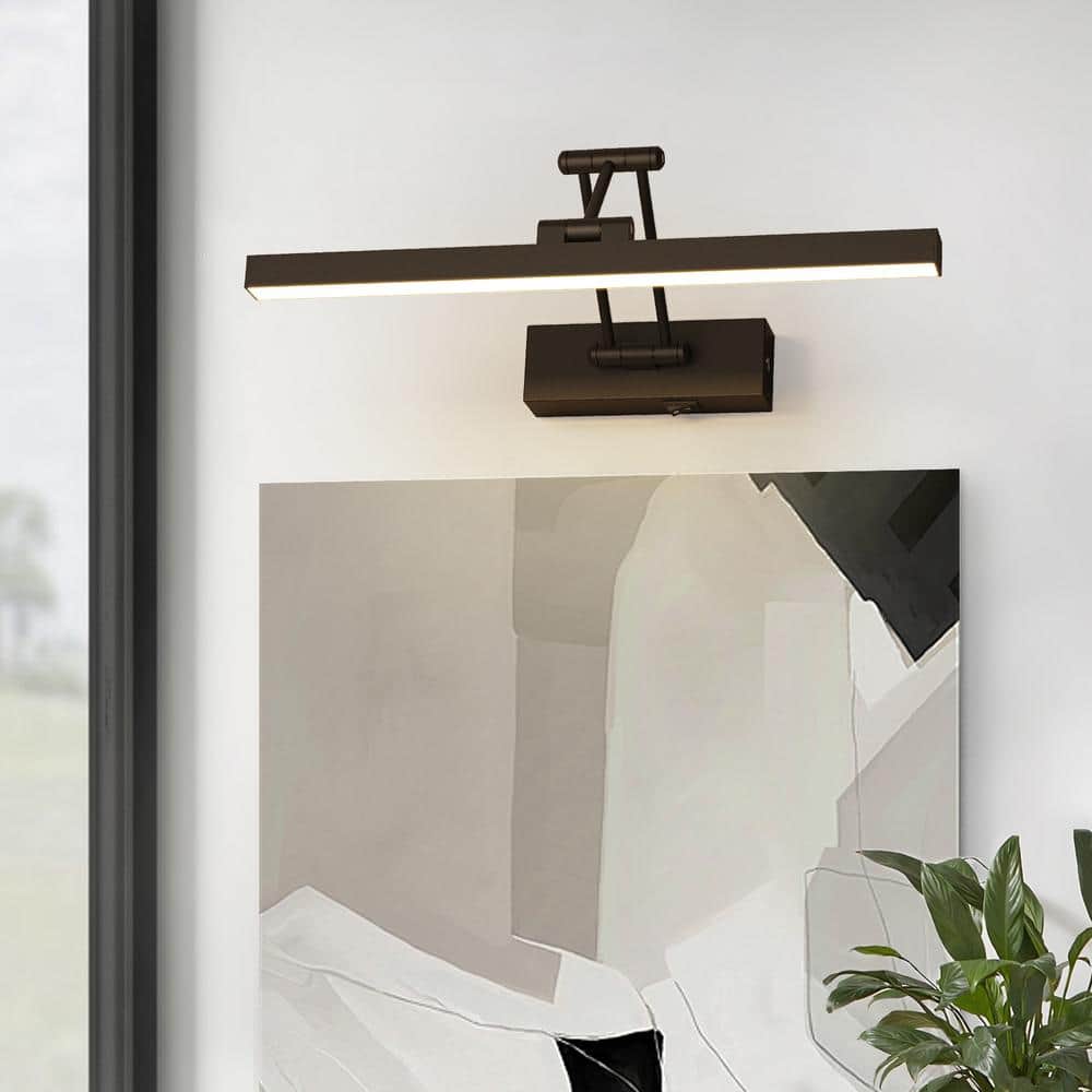 JUSHENG Matte Black 16 in. LED Picture Light with Remote Control ...
