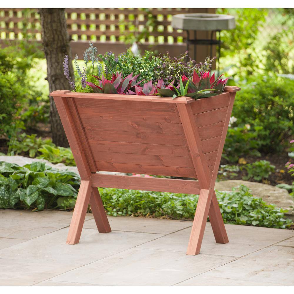 Leisure Season Wooden Wedge Raised Planter WRP4118 - The Home Depot