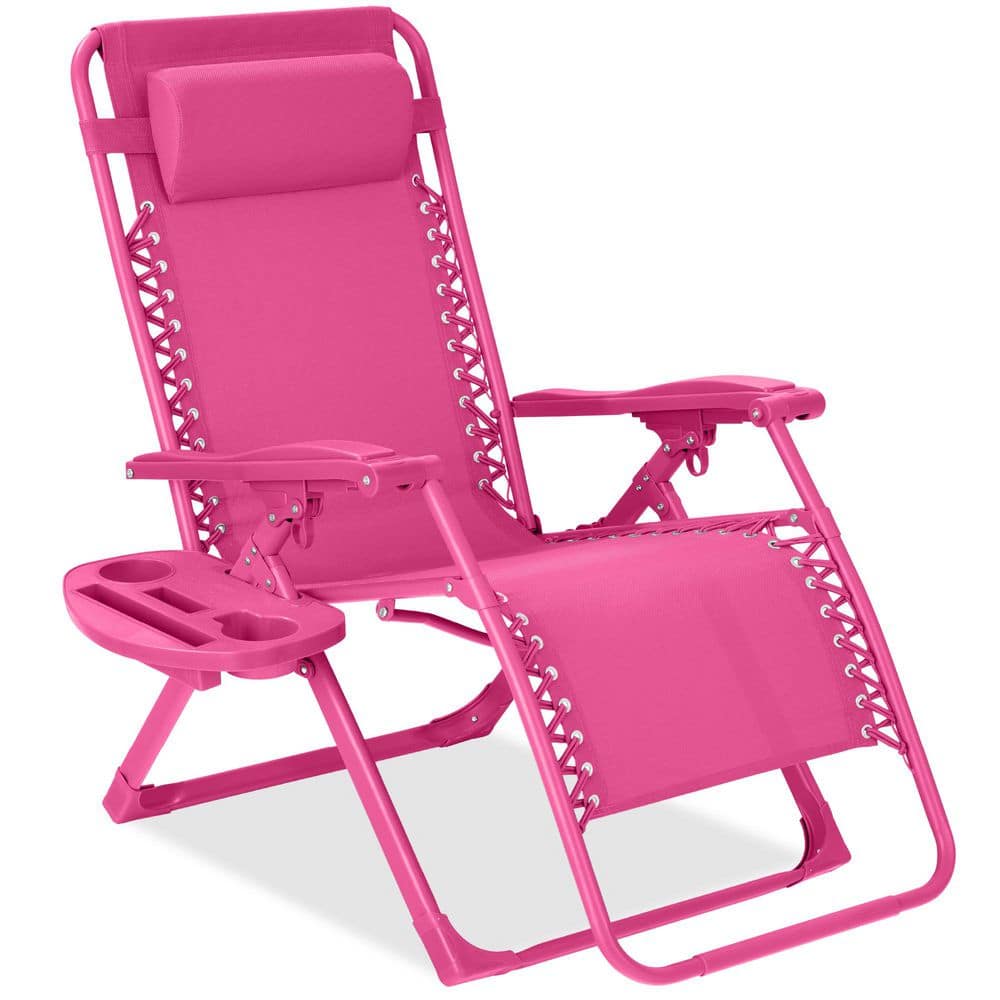 Best Choice Products Hot Pink Metal Zero Gravity Folding Beach Chair ...