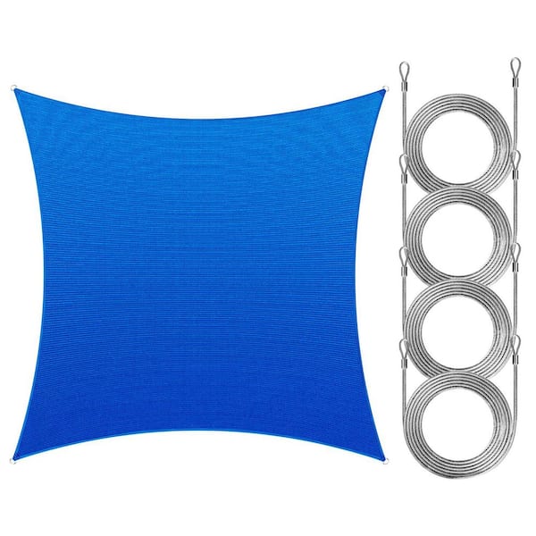 ROYAL SHADE 12 ft. x 12 ft. Square Sun Shade Sail with Rope-Blue RR ...