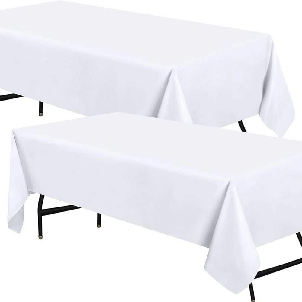 2 Pack 6 ft. Rectangle Tablecloth [60 x 1 02 in., White] Stain and ...