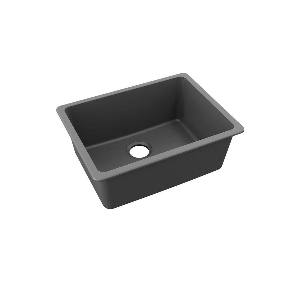 Elkay Quartz Classic 25 in. Undermount Single Bowl Graphite Granite ...