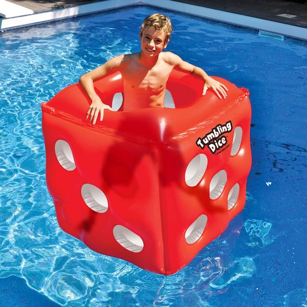 Swimline Red Tumbling Dice Inflatable Cube Ride On Swimming Pool Float ...