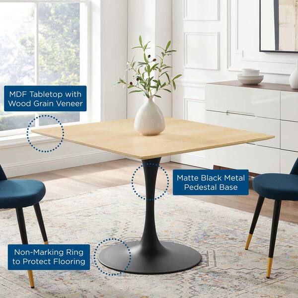 MODWAY Lippa 40 in. Natural Wood Square Dining Table Seats 4 EEI 4874 BLK NAT