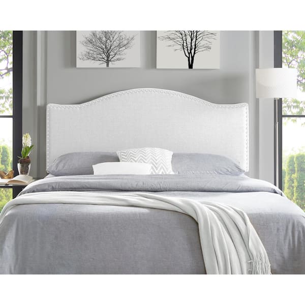 MAYKOOSH White Headboards for Queen Size Bed, Upholstered Nail Head Bed ...