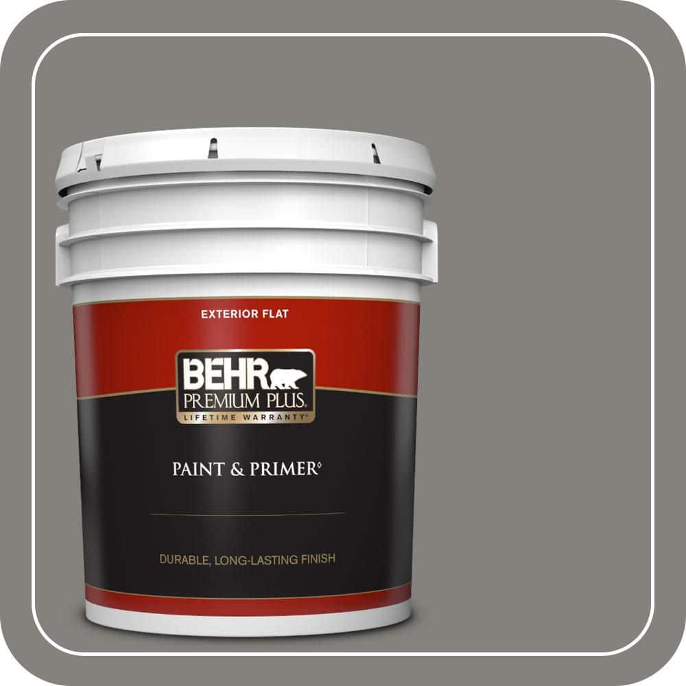 BEHR PREMIUM PLUS 5 gal. #BNC-25 Gray Pepper Flat Exterior Paint ...