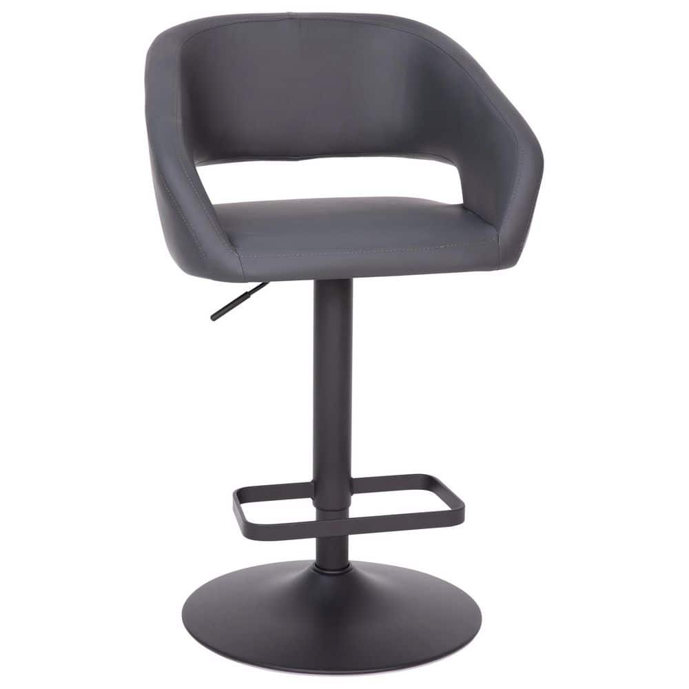 Carnegy Avenue 31.5 in. Gray Vinyl/Black Frame Mid Metal Bar Stool with ...