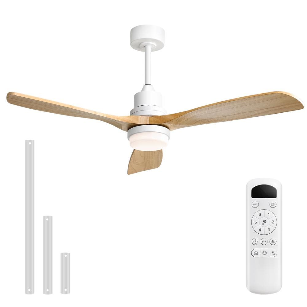 CACI Mall 52 in. Indoor/Outdoor White Ceiling Fan Integrated LED with ...