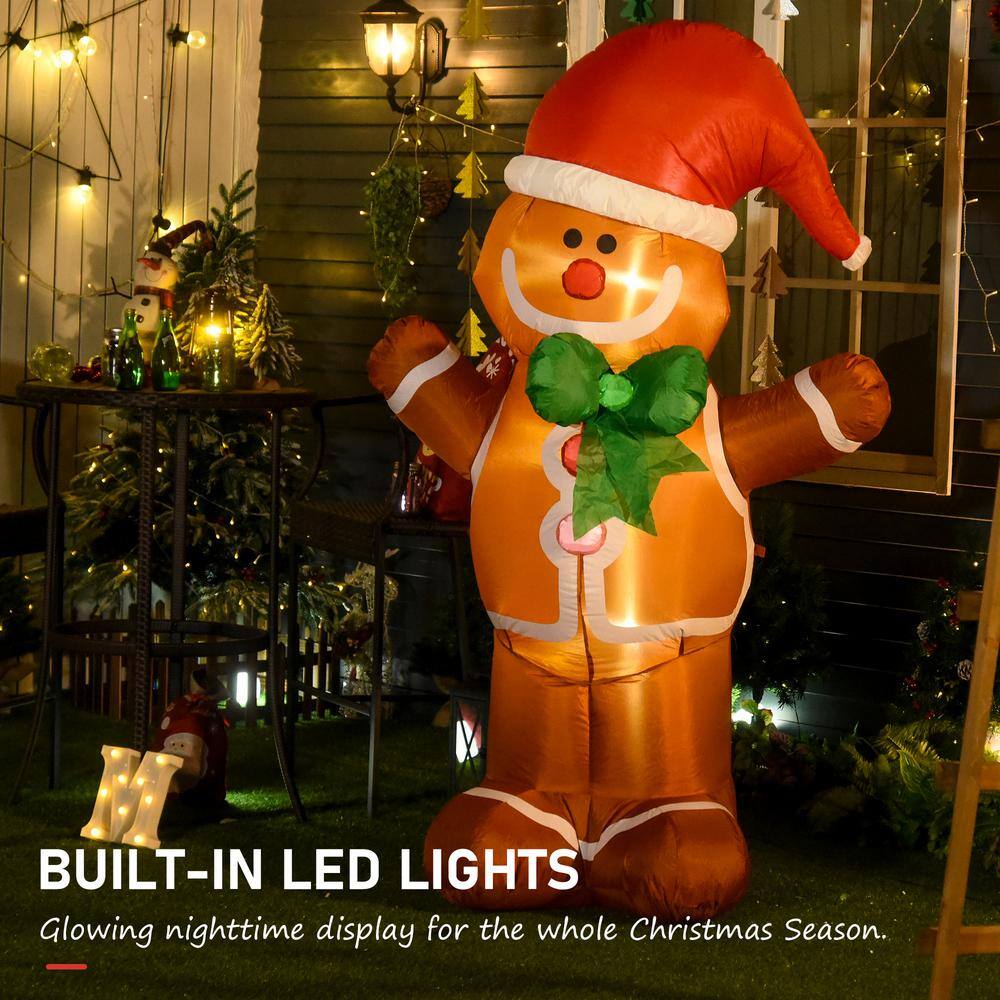 Buy 6 ft. Pre-Lit LED Gingerbread Man Christmas Inflatable with Instant ...