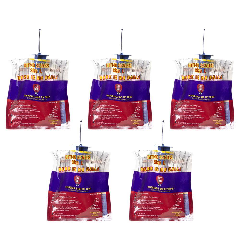 FLY JAIL 5 Large Bag - Outdoor Disposable Trap, Pre-Baited with Flies ...