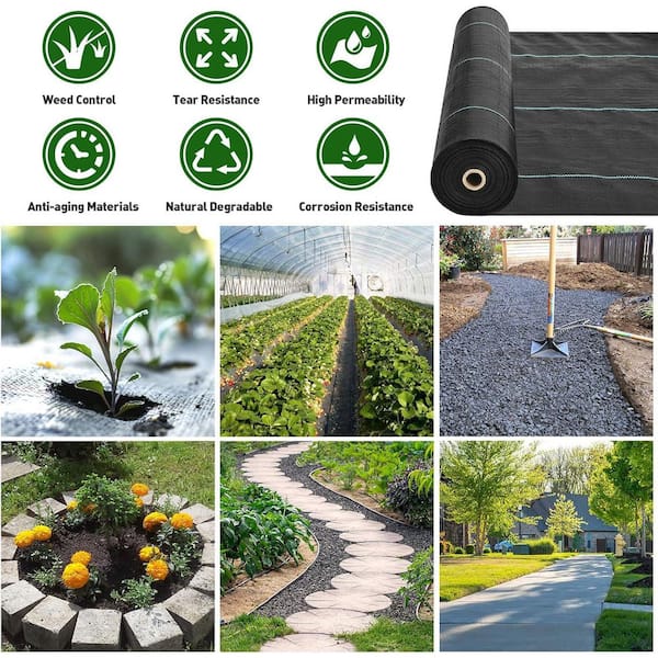 3FT x 100FT Heavy Duty Woven Polypropylene Weed Barrier Fabric 300 Sq ...