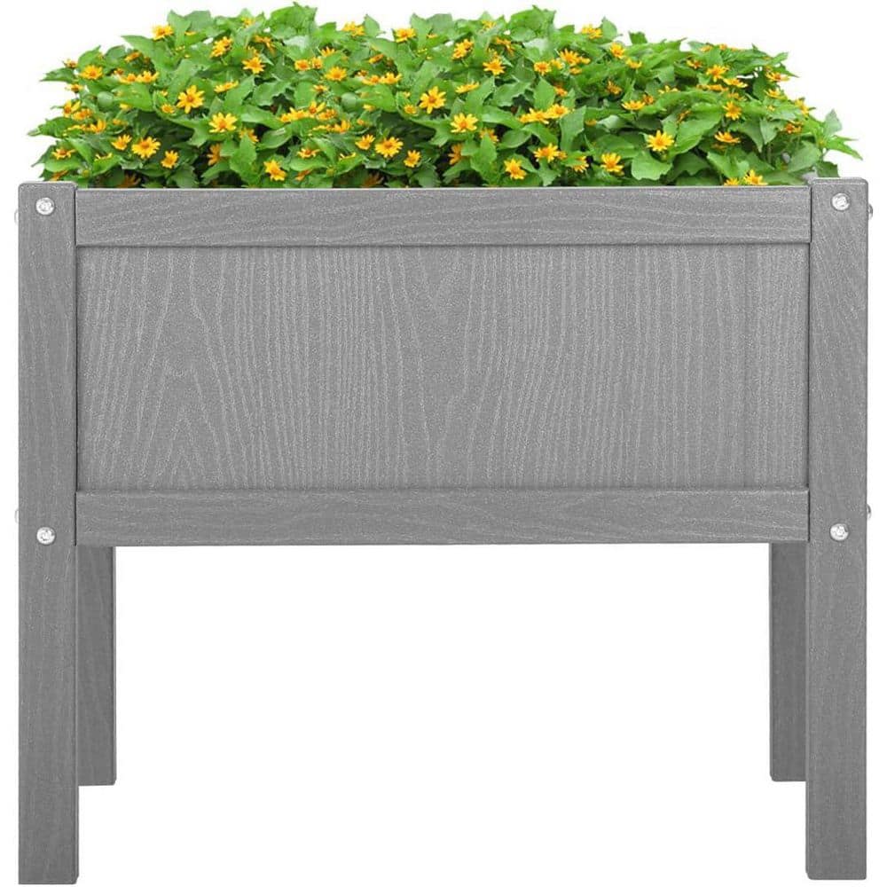 Oyezvary Elevated Garden Planter Box with Drainage System Gray for Herb ...