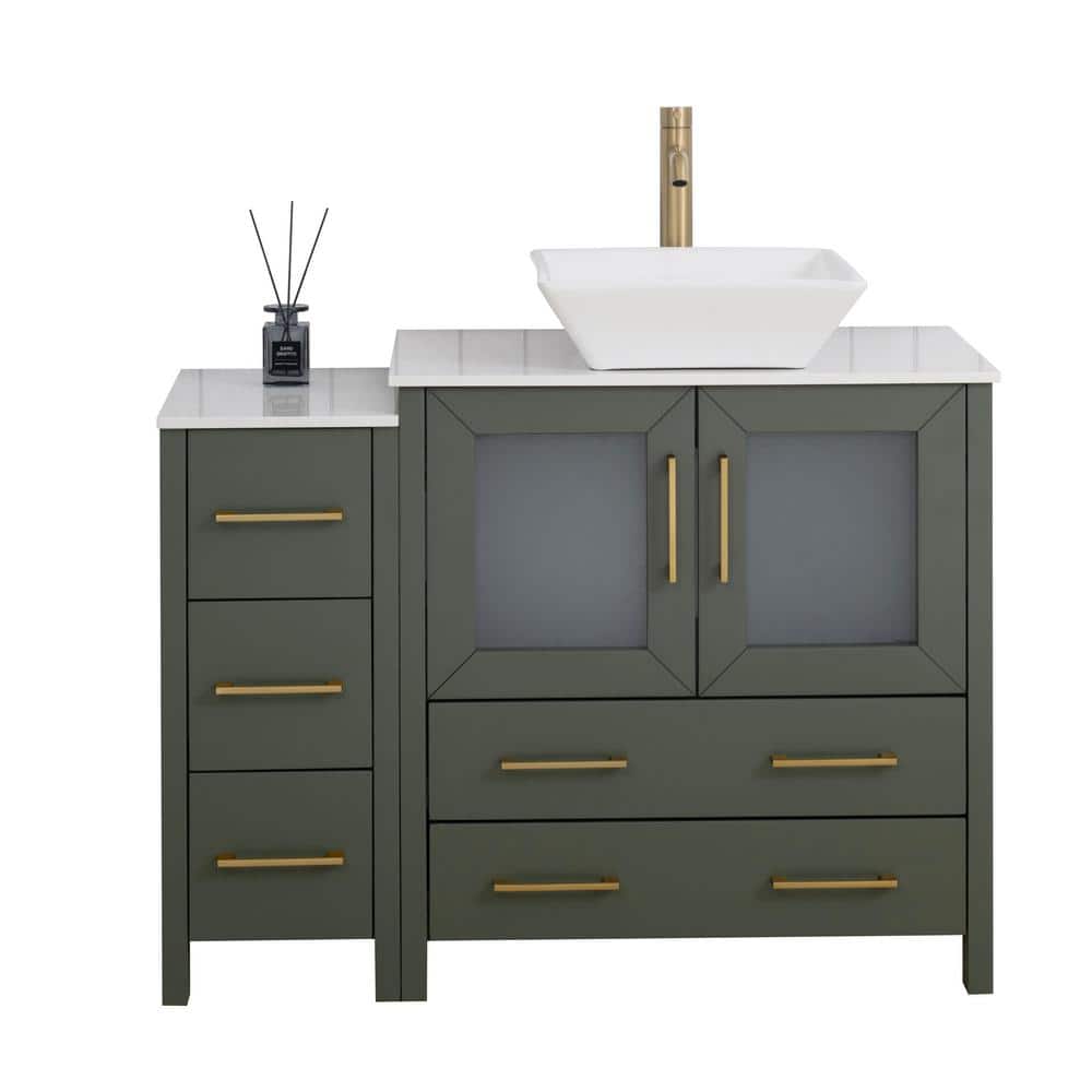Reviews for Vanity Art 42 in. W Single Basin Vintage Green Bath Vanity with White Engineered ...