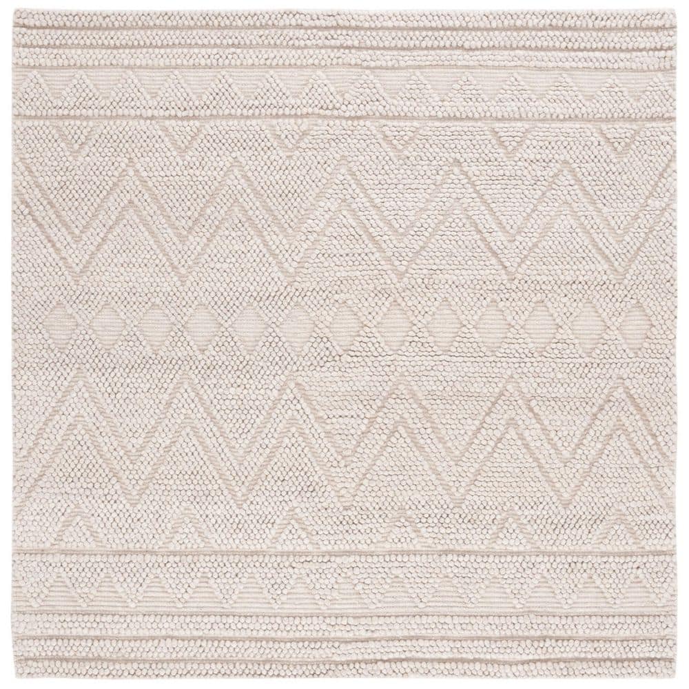 SAFAVIEH Natura 6 ft. x 6 ft. Beige Chevron Striped Solid Color Square ...