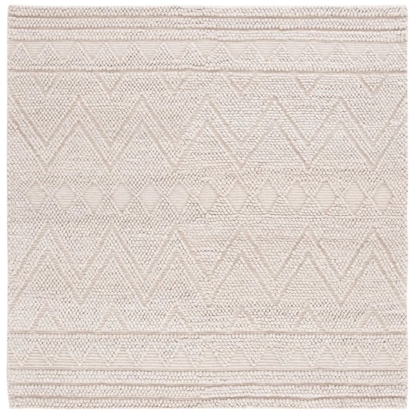 SAFAVIEH Natura 6 ft. x 6 ft. Beige Chevron Striped Solid Color Square ...