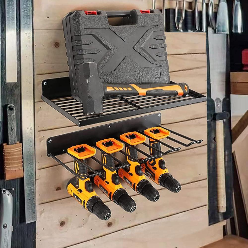 Numhew Black Utility Storage Rack, Wall Mounted Power Tool Organizer ...