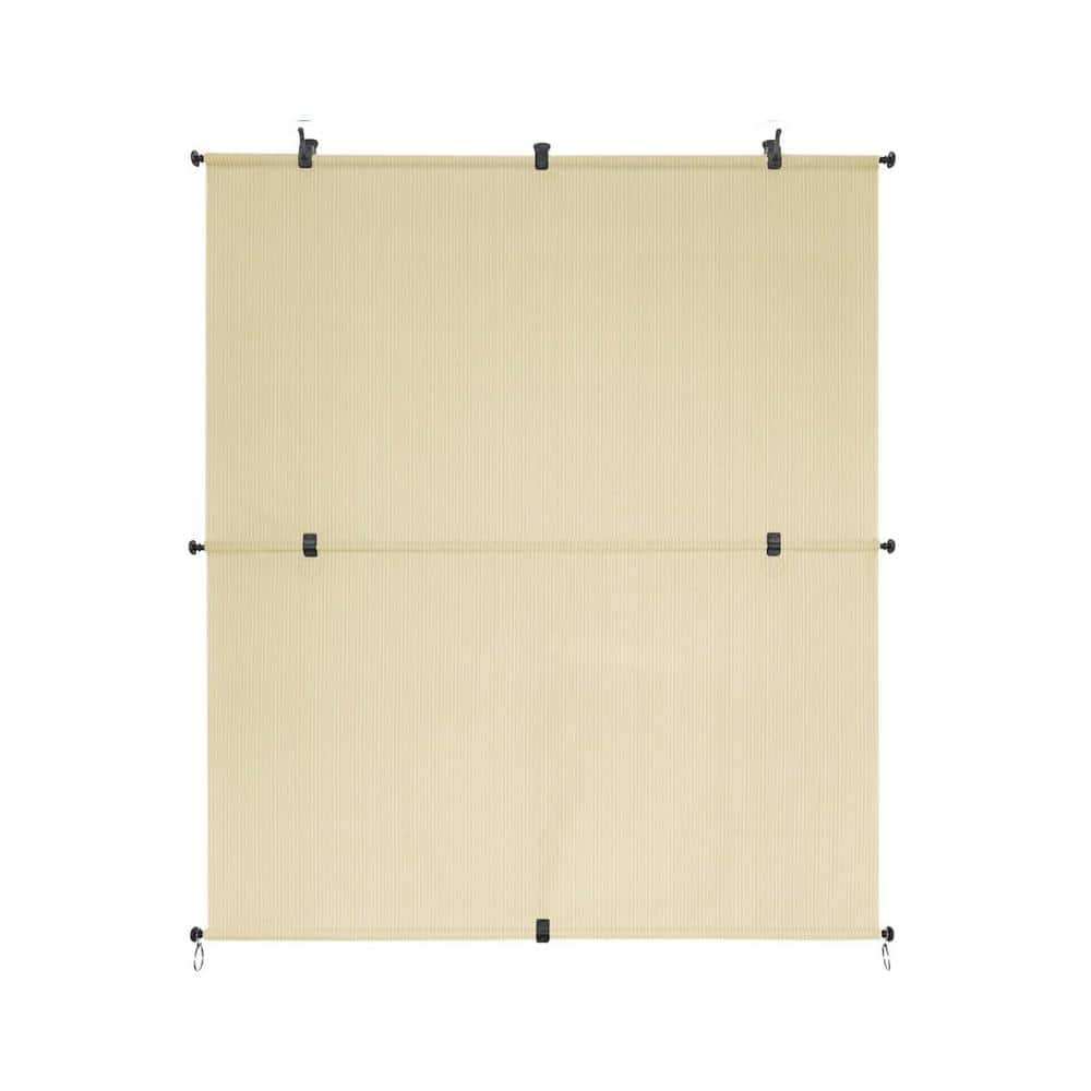 BANSA ROSE 5 ft. x 6 ft. Beige Cordless Fold Shade Blind Sun Shade, UV ...
