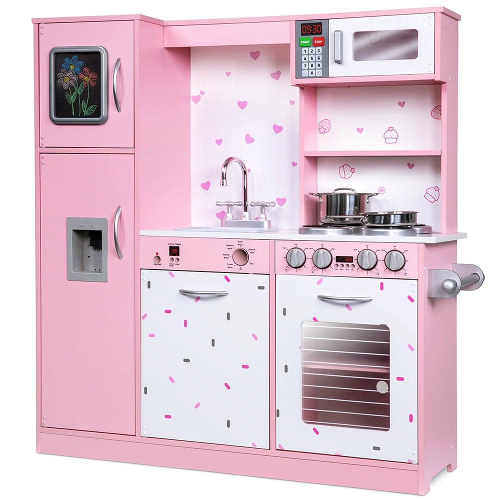 Lil' Jumbl Kitchen Set for Kids, Wooden Play Kitchen Set, Realistic ...
