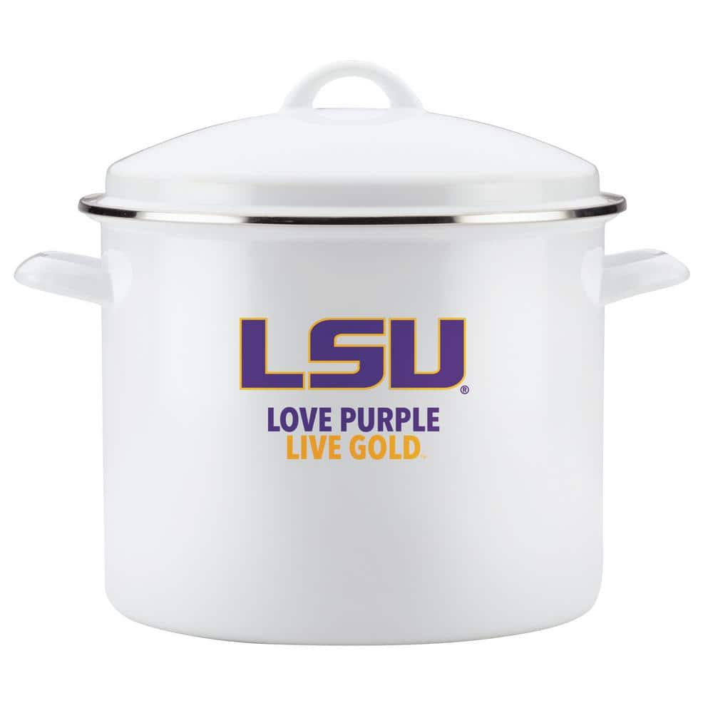 LSU Tigers 12 qt. Porcelain-Enameled Steel Stock Pot in Purple with Lid ...