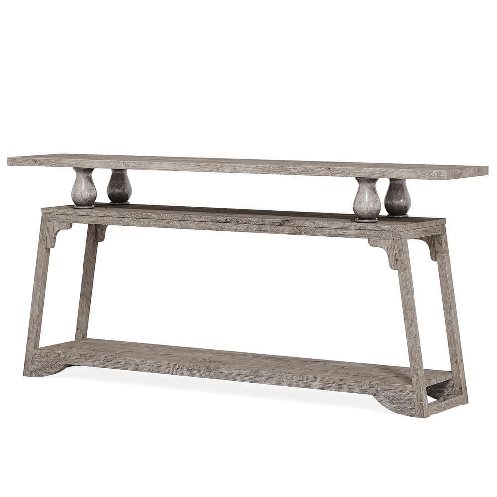 BYBLIGHT Turrella 71 in. Gray Rectangle Wood Console Table, Extra Long ...