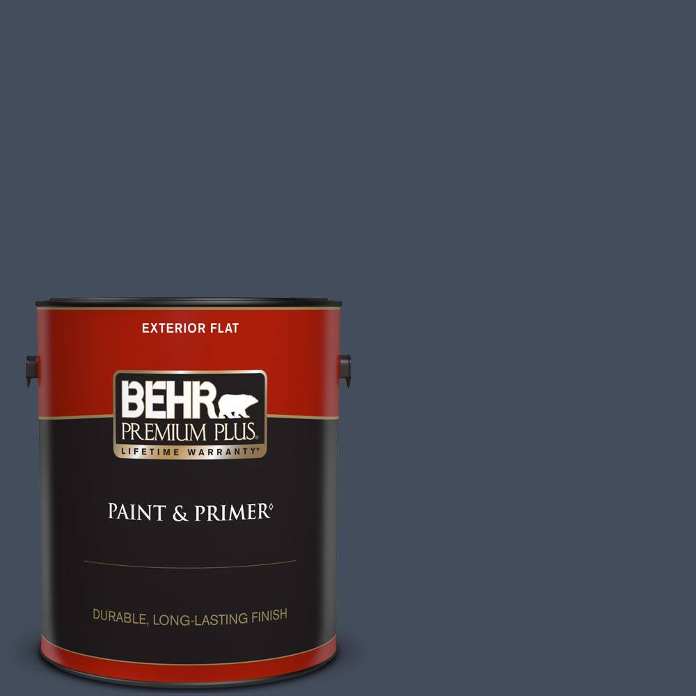 BEHR PREMIUM PLUS 1 gal. #S520-7 Night Flight Flat Exterior Paint ...