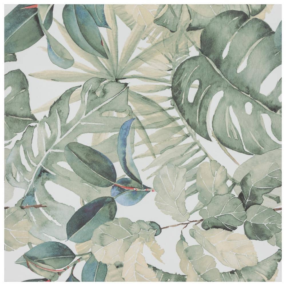 Merola Tile Imagine Botanical Tropic 9-3/4 in. x 9-3/4 in. Porcelain ...