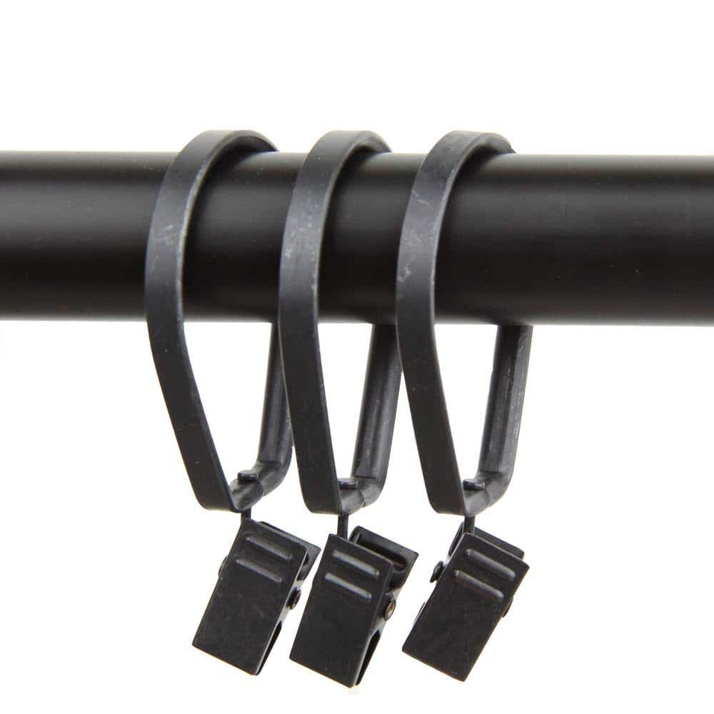 Rod Desyne Black Nickel Curtain Rings with Clips (Set of 10) 1933-12 ...
