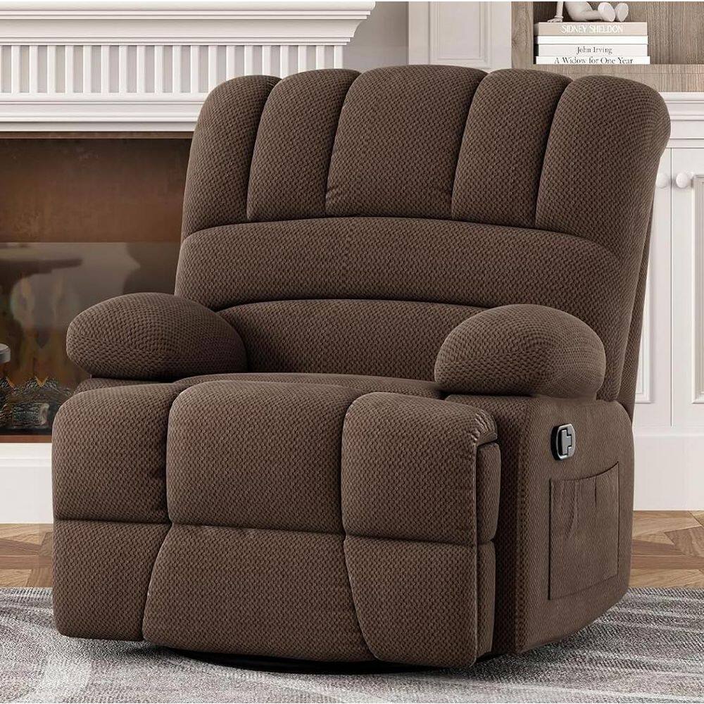 Lirago Chocolate Foam Recliner with ‎Arm Rest ‎Oversized Swivel Rocker ...