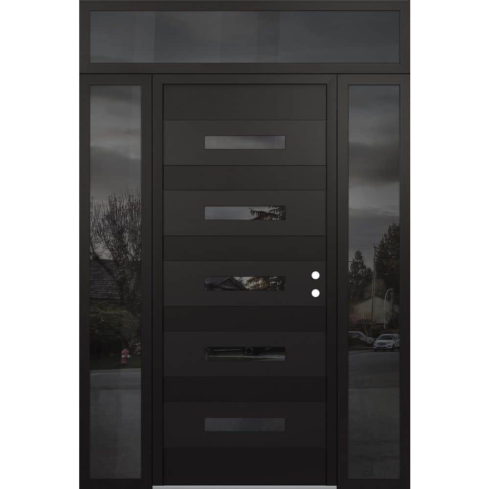 Tessari Doors D9 64 in. x 96 in. Black P Left-Hand/Inswing Mirrored ...