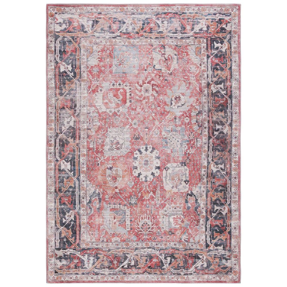 SAFAVIEH Serapi Rust/Gray 5 ft. x 8 ft. Machine Washable Border Ornate ...