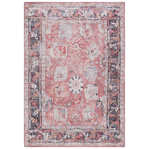 SAFAVIEH Serapi Rust/Gray 5 ft. x 8 ft. Machine Washable Border Ornate ...