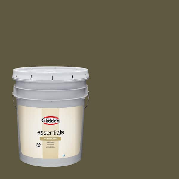 Glidden Essentials 5 gal. PPG1113-7 Olive Green Satin Exterior Paint ...